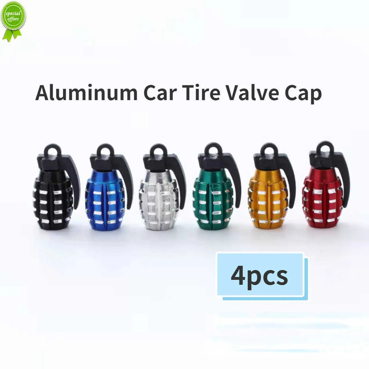 DHgate.com:4Pcs Aluminum Car Tire Valve Caps, Grenade Alloy Tyre Valve ...