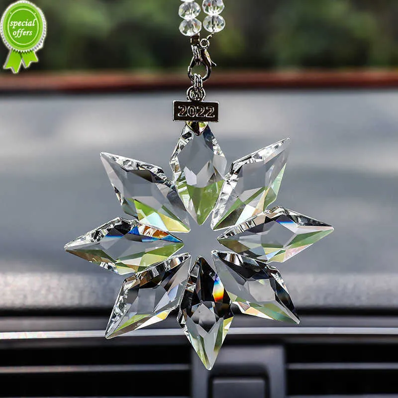 Transparent Crystal Snowflake Car Evenstar Pendant Sun Catcher Ornament ...