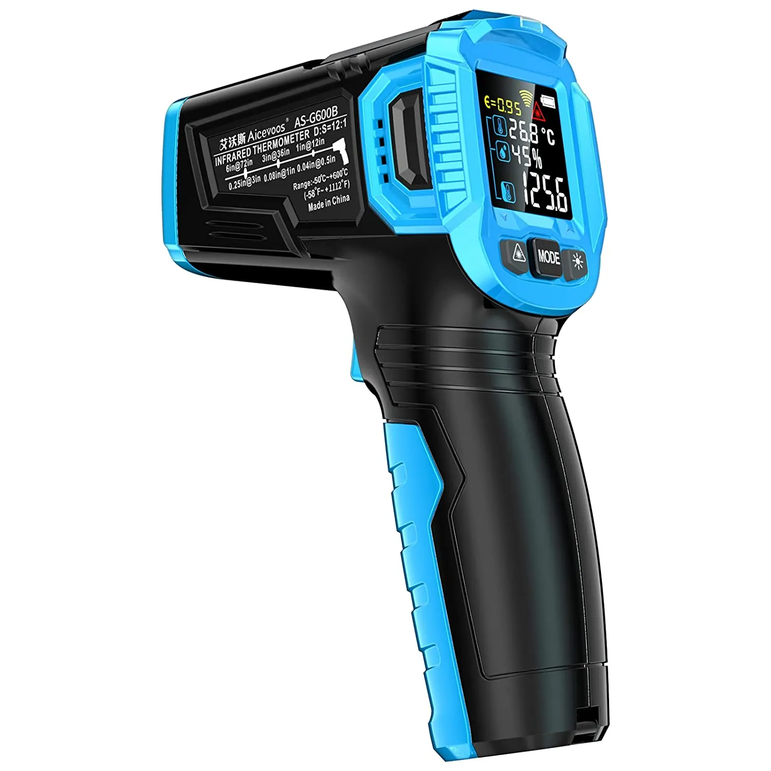 G600A Infrared Thermometer Gun Laser IR Temp Gauge, Handheld Heat ...