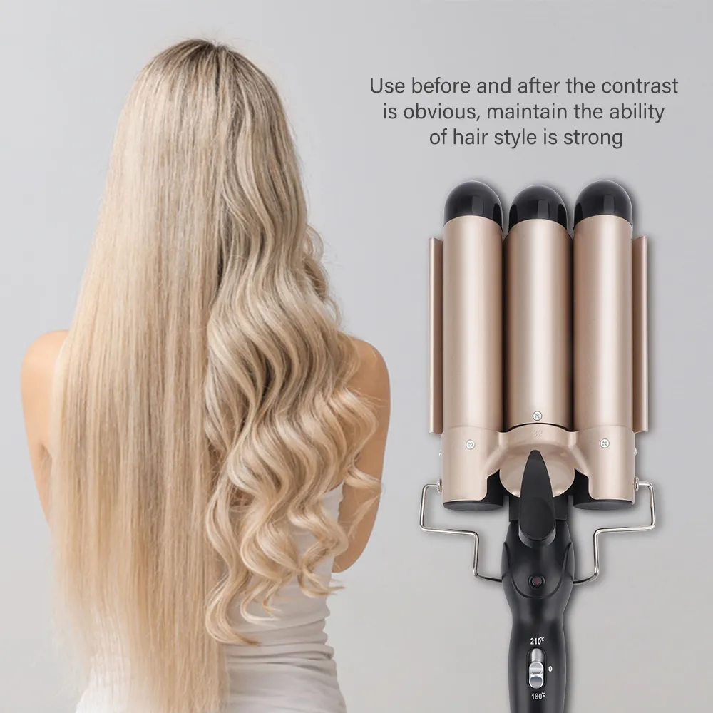 Triple Barrel Curling Iron: Fast Heat-Up Ceramic Waver for Beach Waves ...