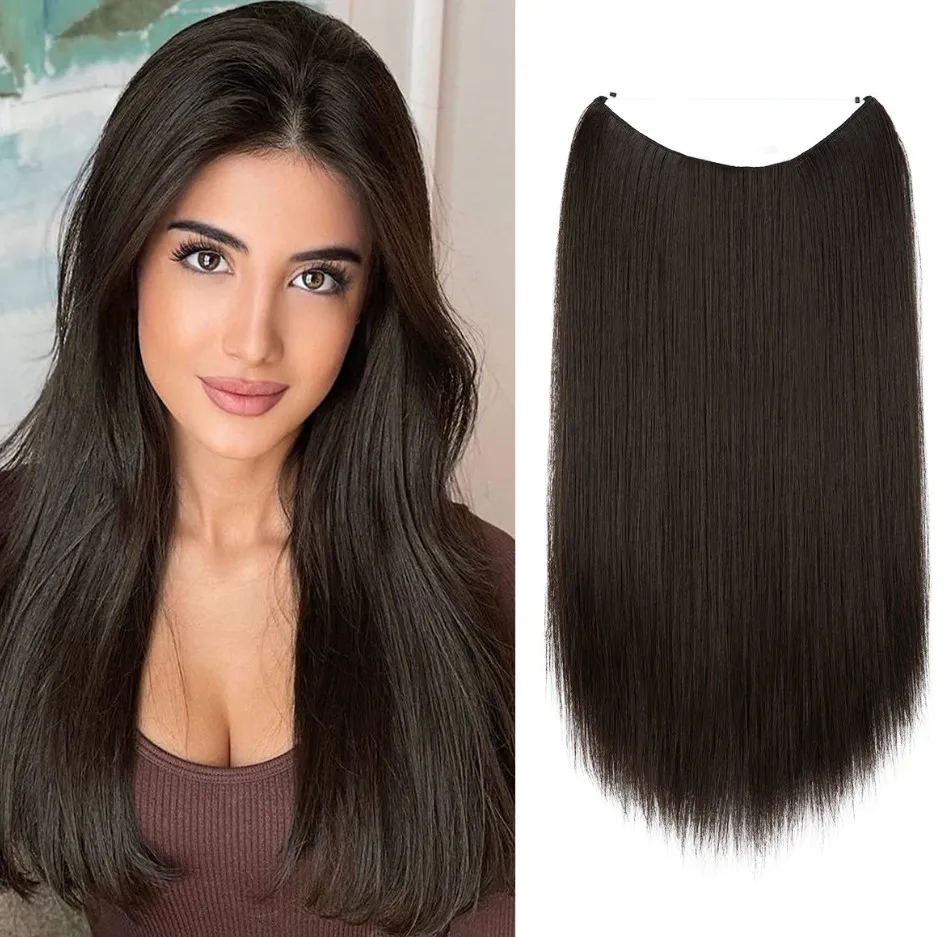 22 Inch Natural Long Straight Hair Extensions, High Temperature Silk ...