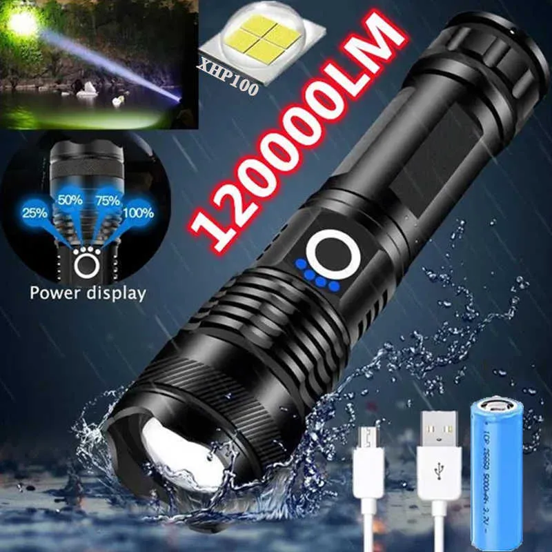 Lantern Flashlights High Power Torch: XHP100 LED Rechargeable ...