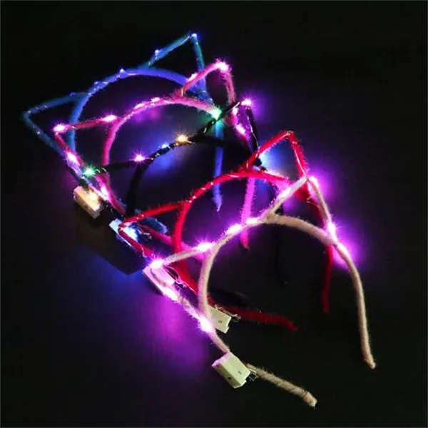 Light Up Headbands: LED Bunny Ear Cat Ears Headband Flashing Party Hair ...