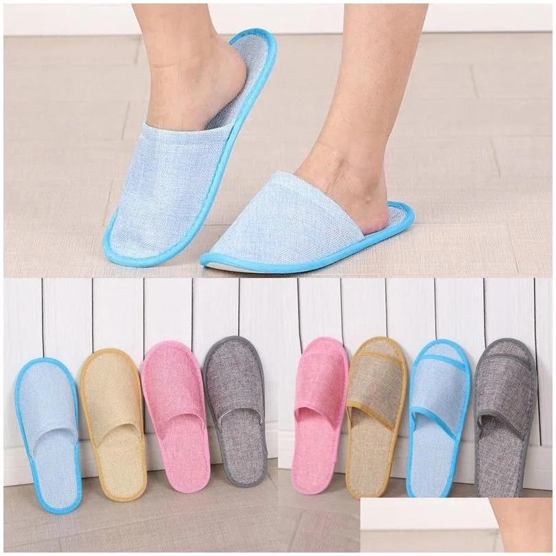 Disposable Slippers - Comfortable Cotton Linen Guest Slippers, Non-Slip ...