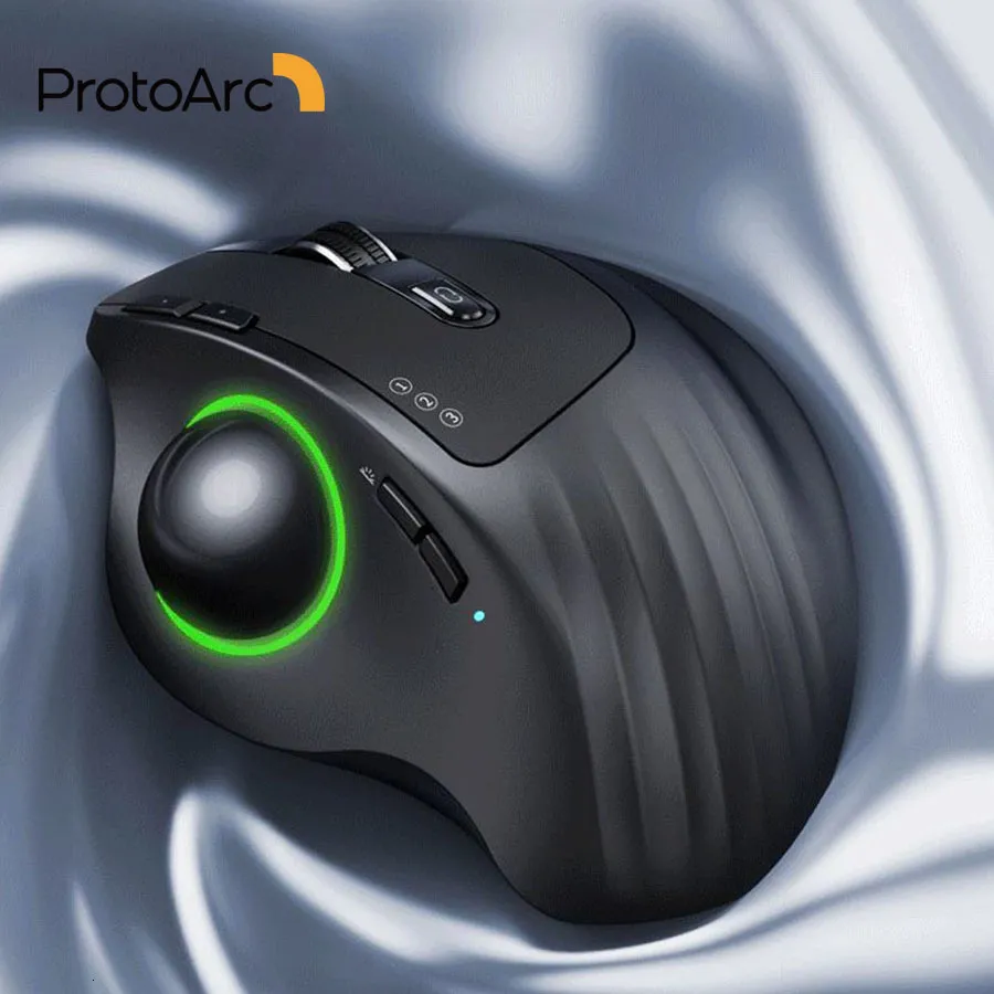 Ergonomic Trackball Mouse - Wireless Bluetooth & 2.4G, Rechargeable RGB ...