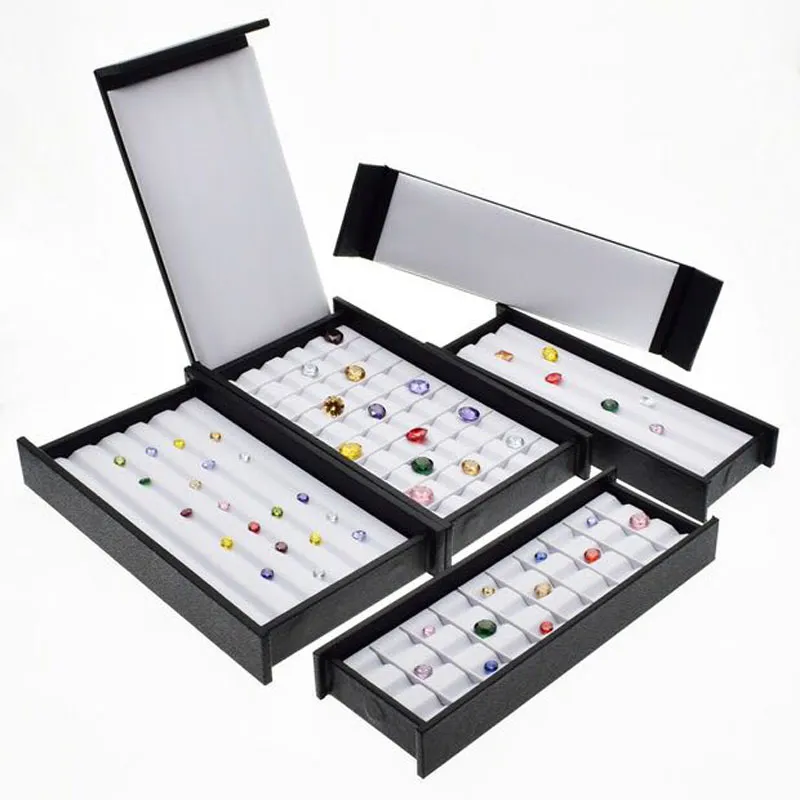 Luxury PU Leather Jewelry Storage Box Gem Display Tray, Diamond ...