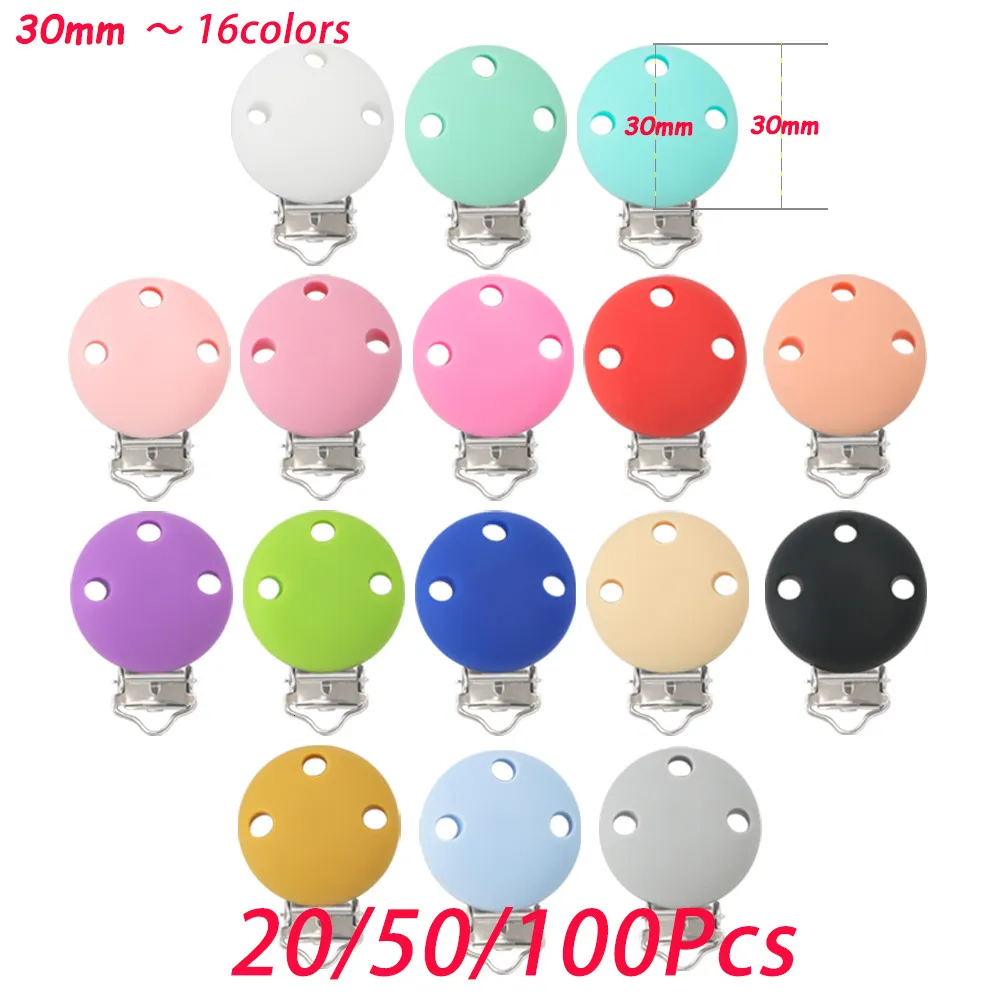 Food Grade Silicone Baby Teether Clips - 30mm Round Pacifier Clips, DIY ...