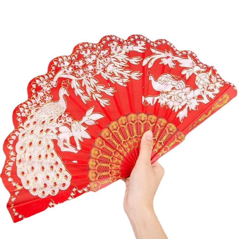 Chinese Style Folding Fans 42x23cm Summer Peacock Dance Fans For ...