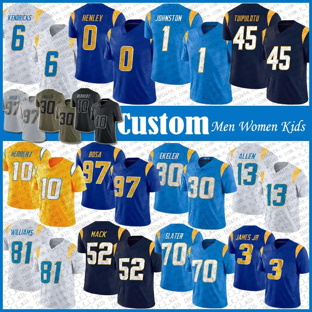 Customized NFL Football Jersey, Justin Herbert, Keenan Allen, Austin ...