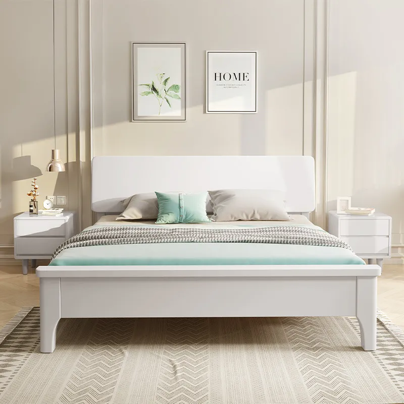 solid wood bed frame white