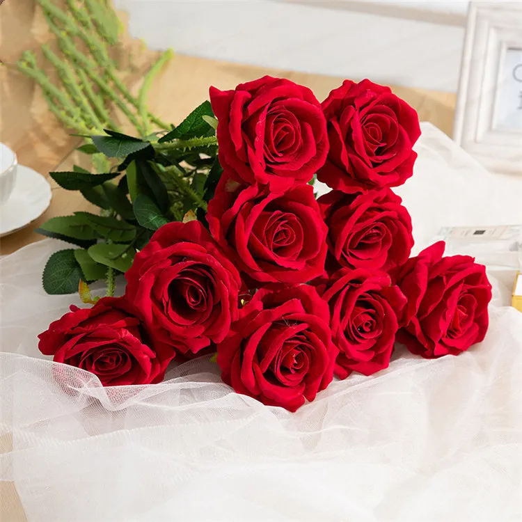 Red Silk Roses Artificial Flowers Roses For Home Decor, Valentine's Day ...
