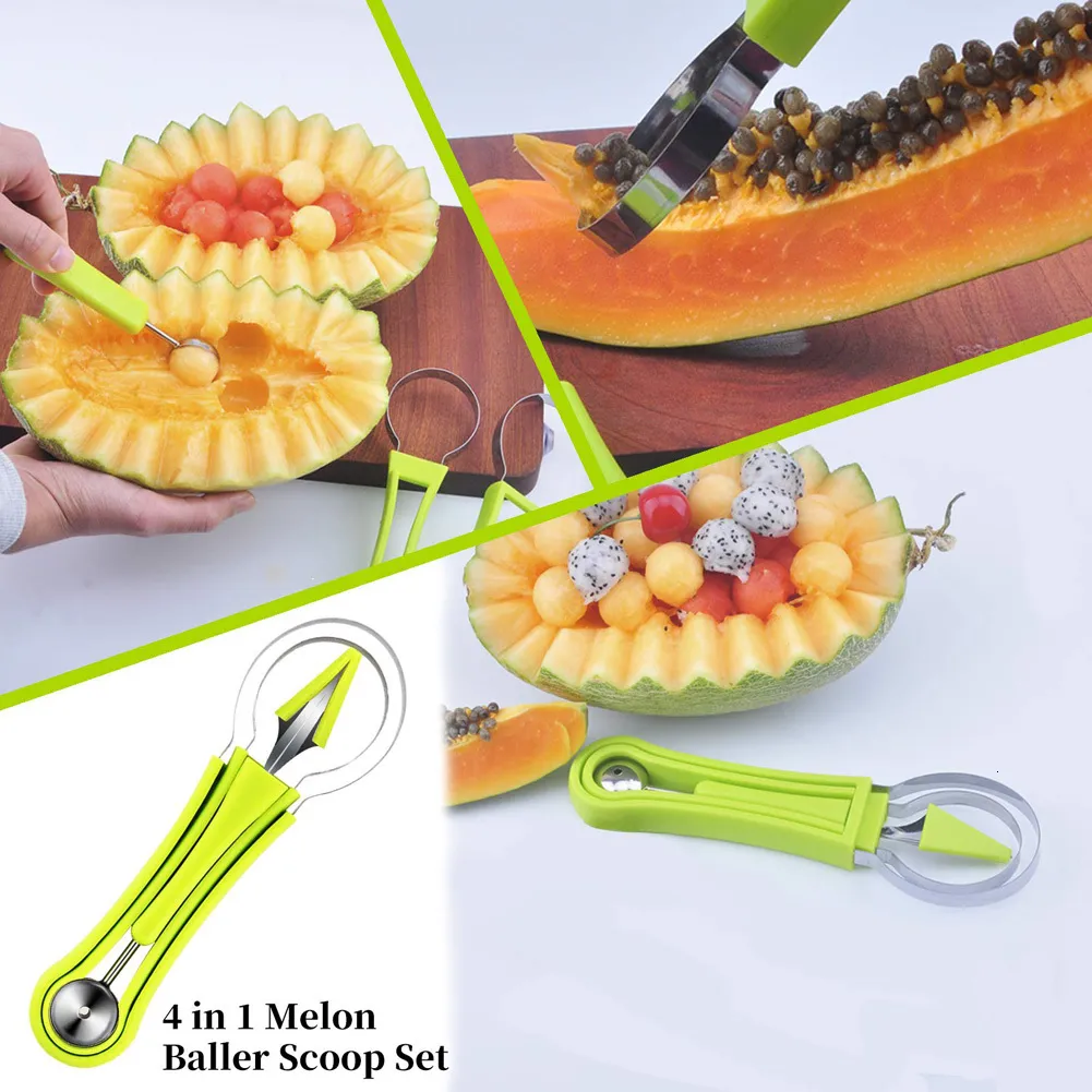 PulpPro 4 In 1 Fruit & Vegetable Tool Set: Melon Cutter, Scoop, Carving ...