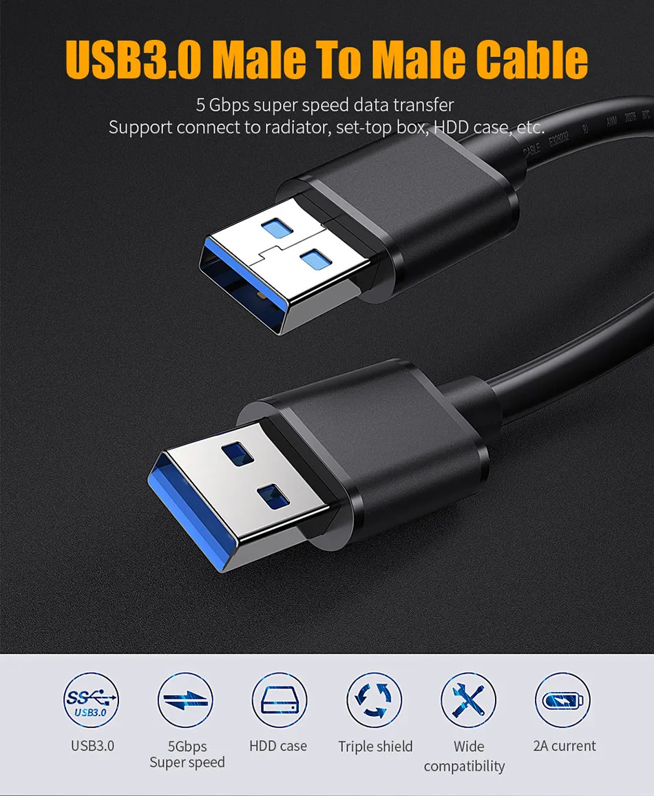 USB 3.0 Extension Cable: Type A Male To Male Extender 0.5M/1.6ft, 1M/3 ...