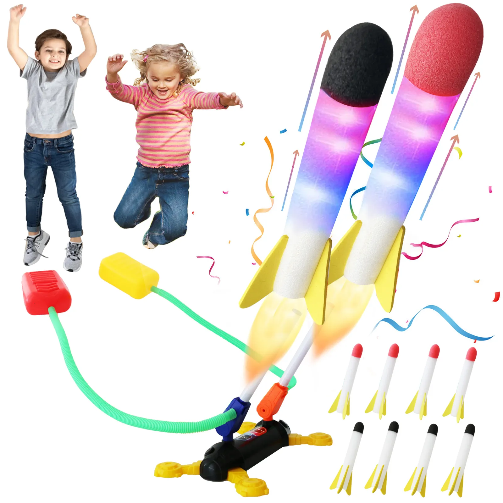 DHgate.com:8 Vibrant Foam Rockets, Sturdy Stand - Outdoor Rocket Toys ...