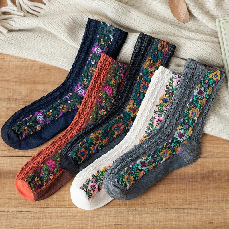 DHgate.com:Bohemian Floral Winter Socks: Cozy Cotton Blend, Vintage ...