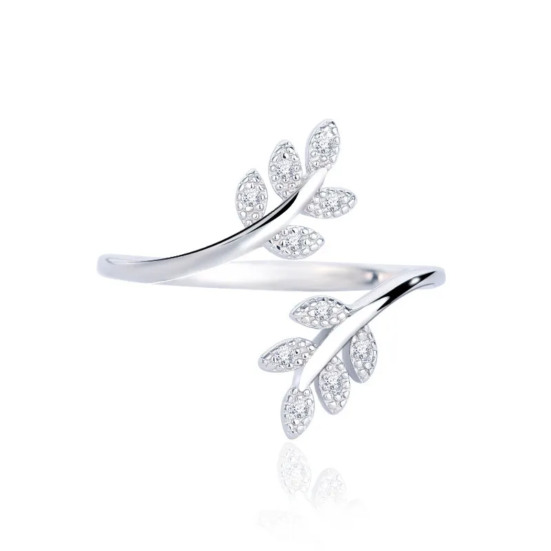 Y2K Open Leaf Ring Protect Aesthetic Silver 925 Jewelry For Women, Anti Stress Intimate ...