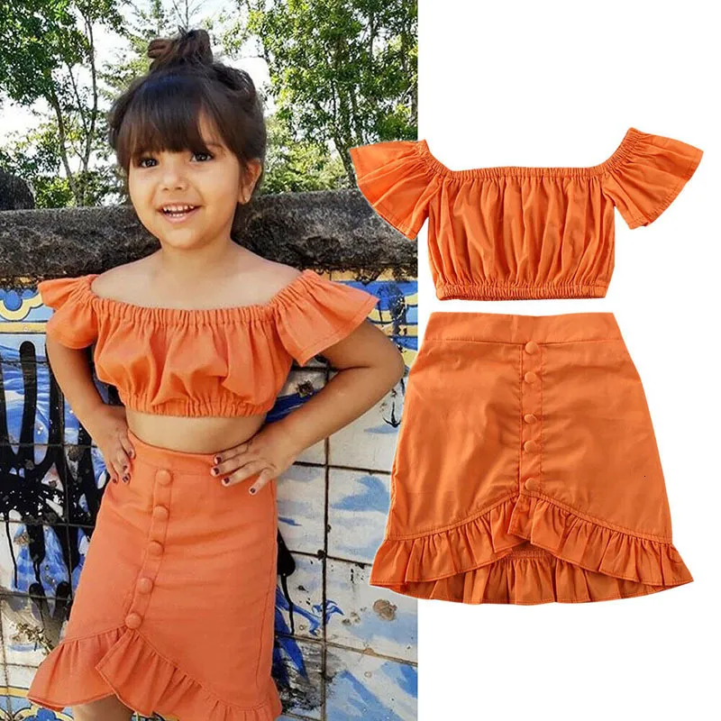 orange frilly set