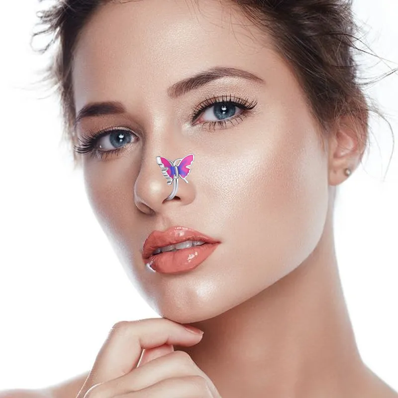 Butterfly Non-Piercing Nose Jewelry: Clip On Rings, Studs & Hoops - U ...
