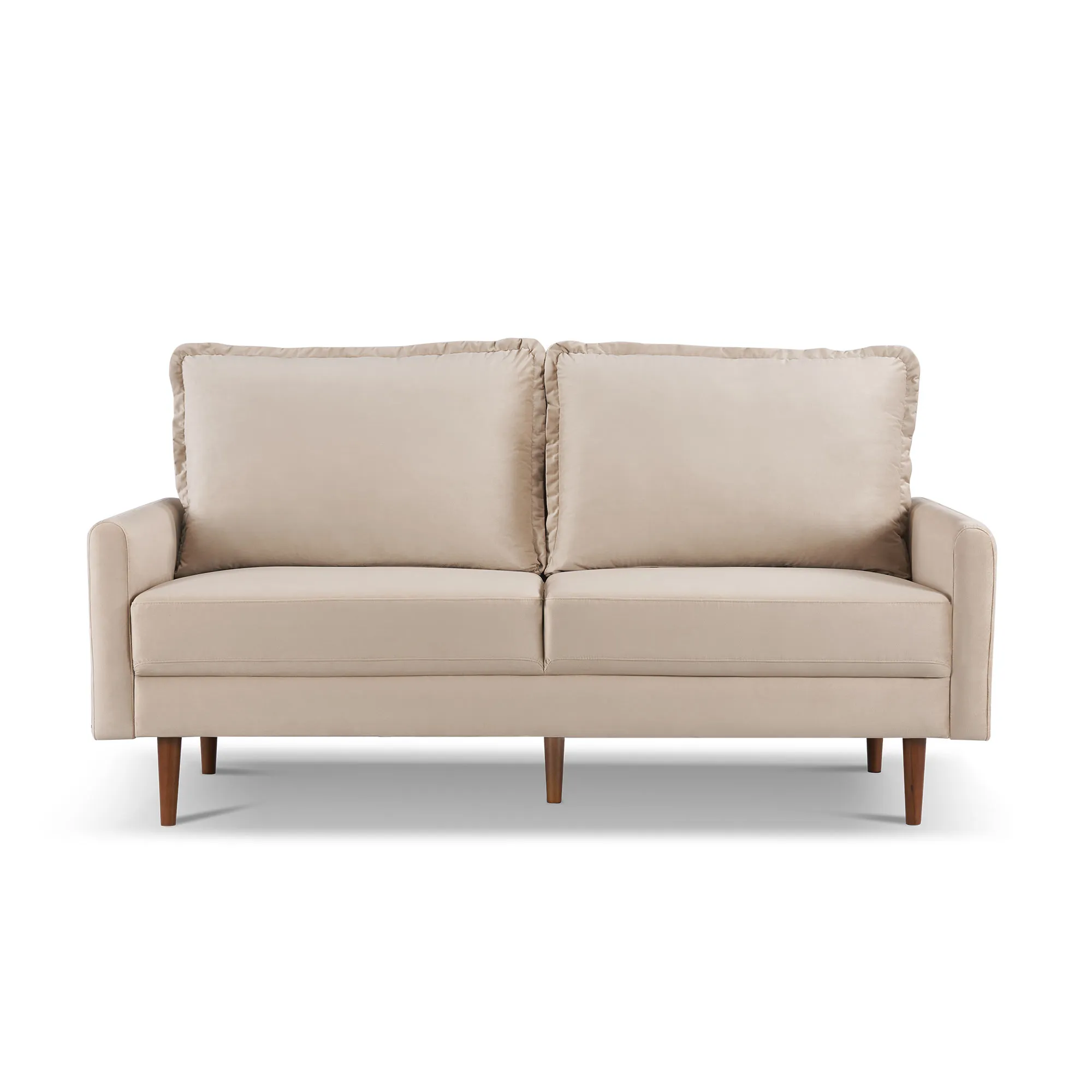 Premium Velvet Sofa Loveseat: Mid-Century Beige Couch, Track Arm Design ...