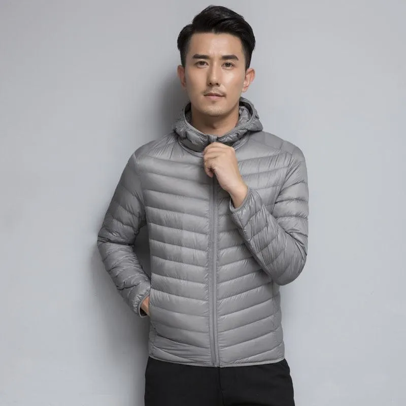 DHgate.com:Mens Lightweight Stand-Collar Hooded Solid-Color Winter Down ...