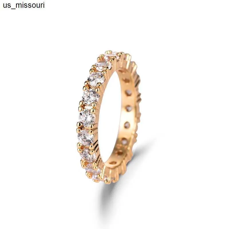 Gold Diamond Eternity Ring 18k Gold Color Full Gemstones Crystal Rings ...