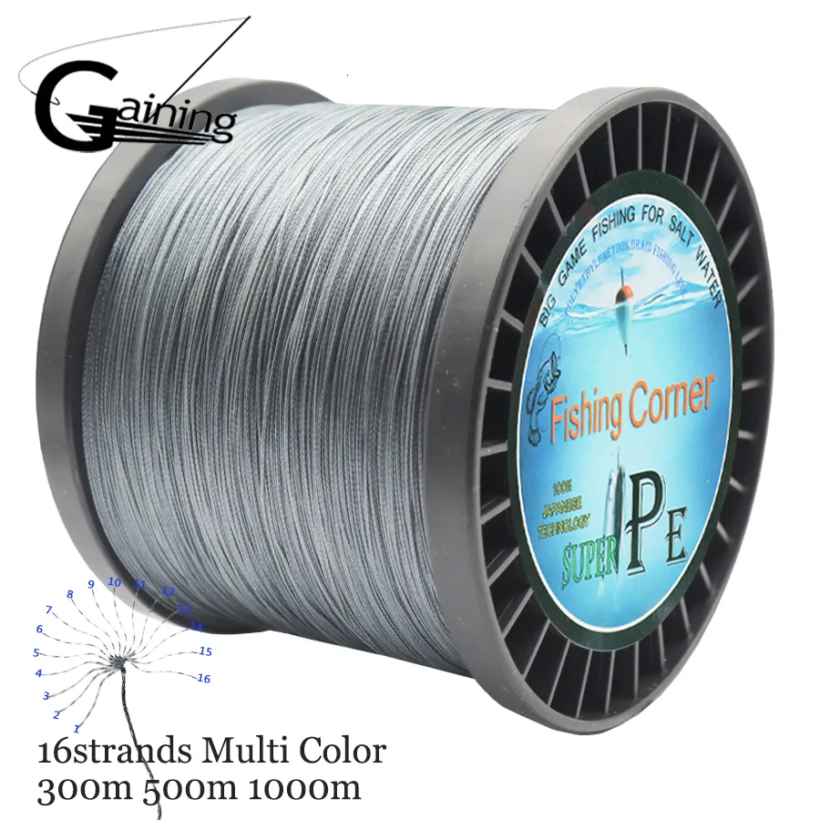 16-Strand PE Multicolor Braided Fishing Line - Strong Japan Multifilament Wire 300M/500M/1000M ...