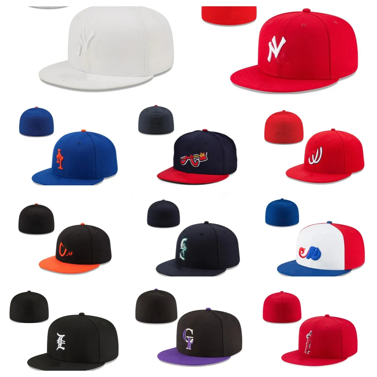 Adult Designer Fitted Baseball Snapbacks: All Team Logo Adjustable ...