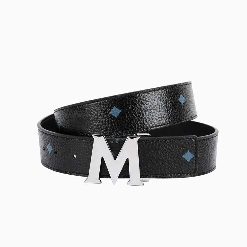 Genuine Leather Letter M Buckle Belt For Men And Women, Black, White ...