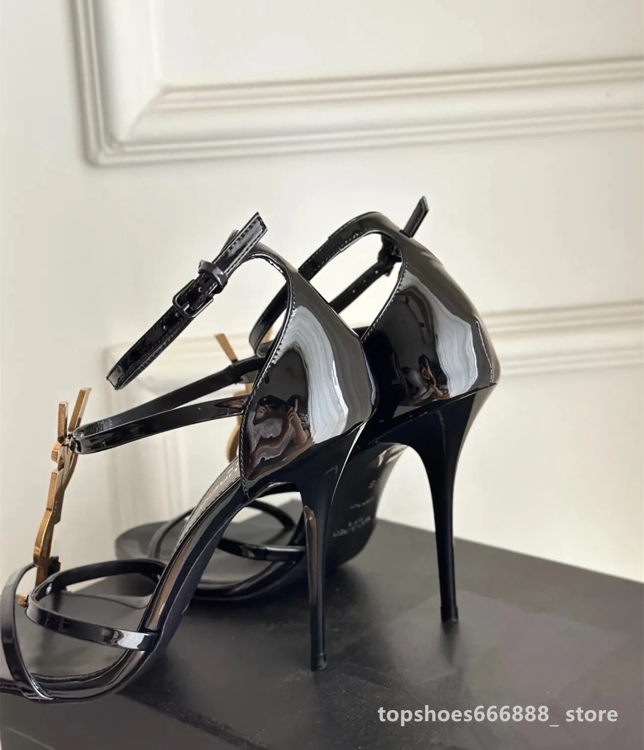 2023 New Buckle Sexy High Heel Sandals Lsy Paris Brand Designer High Heels Thick Heels 8cm Black ...
