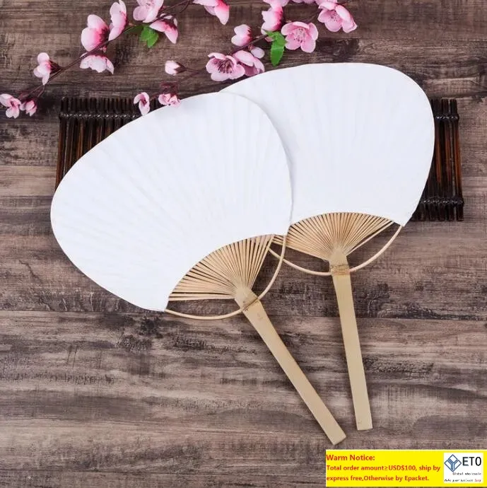 Elegant Paddle Paper Fan Set Bamboo Frame Hand Fans, Lightweight For ...