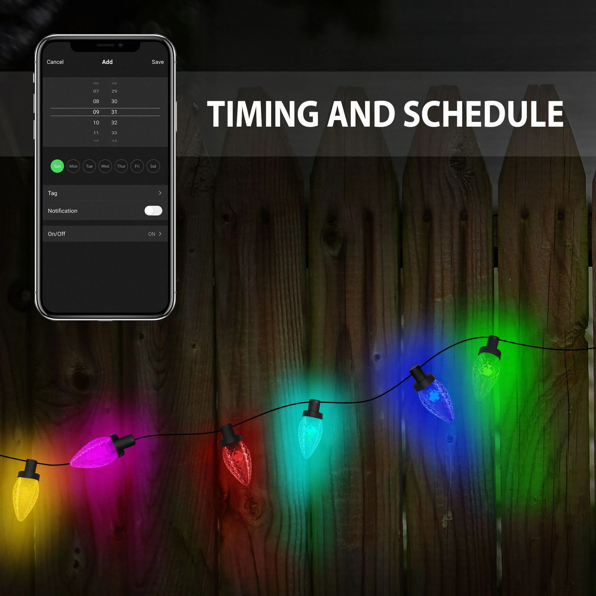 Smart C9 LED Christmas Lights: Bluetooth App Controlled Color Changing ...