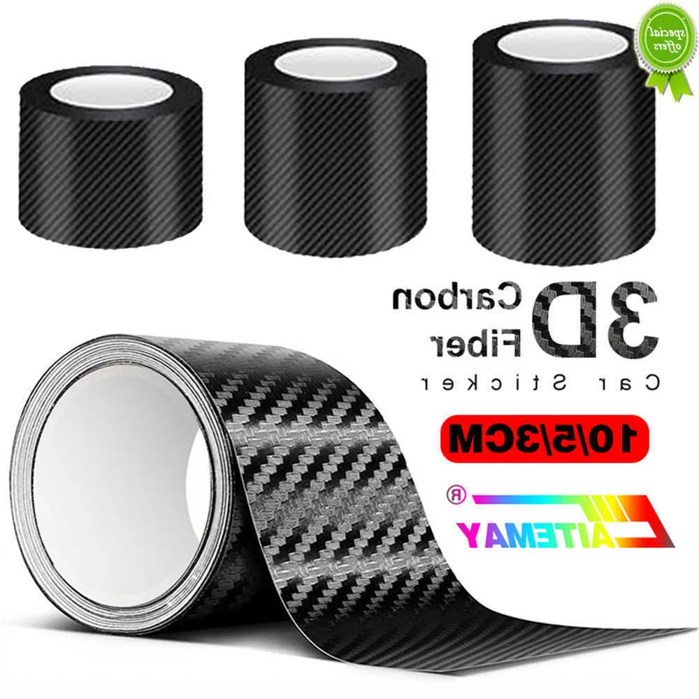 Car New 3D Carbon Fiber Vinyl Car Sticker DIY Paste Protector Strip ...