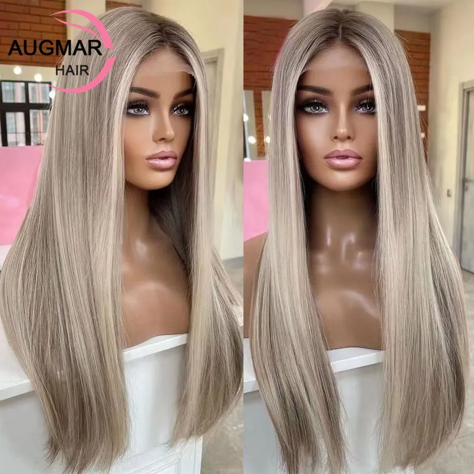 360 Lace Frontal Wig: 40 Inch Brown Highlight Human Hair Lace Front Wig ...