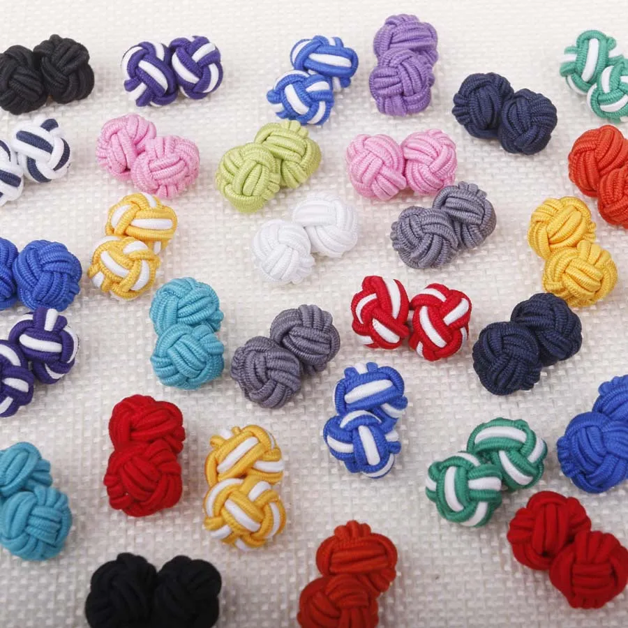 Linbaiway Double Rope Ball Knot Cufflinks, Novelty Mixed Braided ...