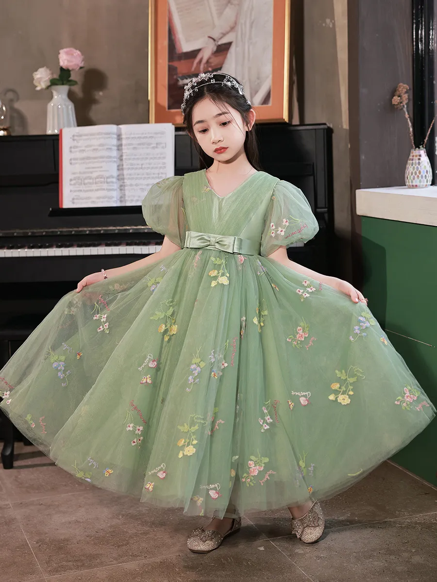 Pink Princess Communion Dresses, Flower Arabic Princess Green Lace ...