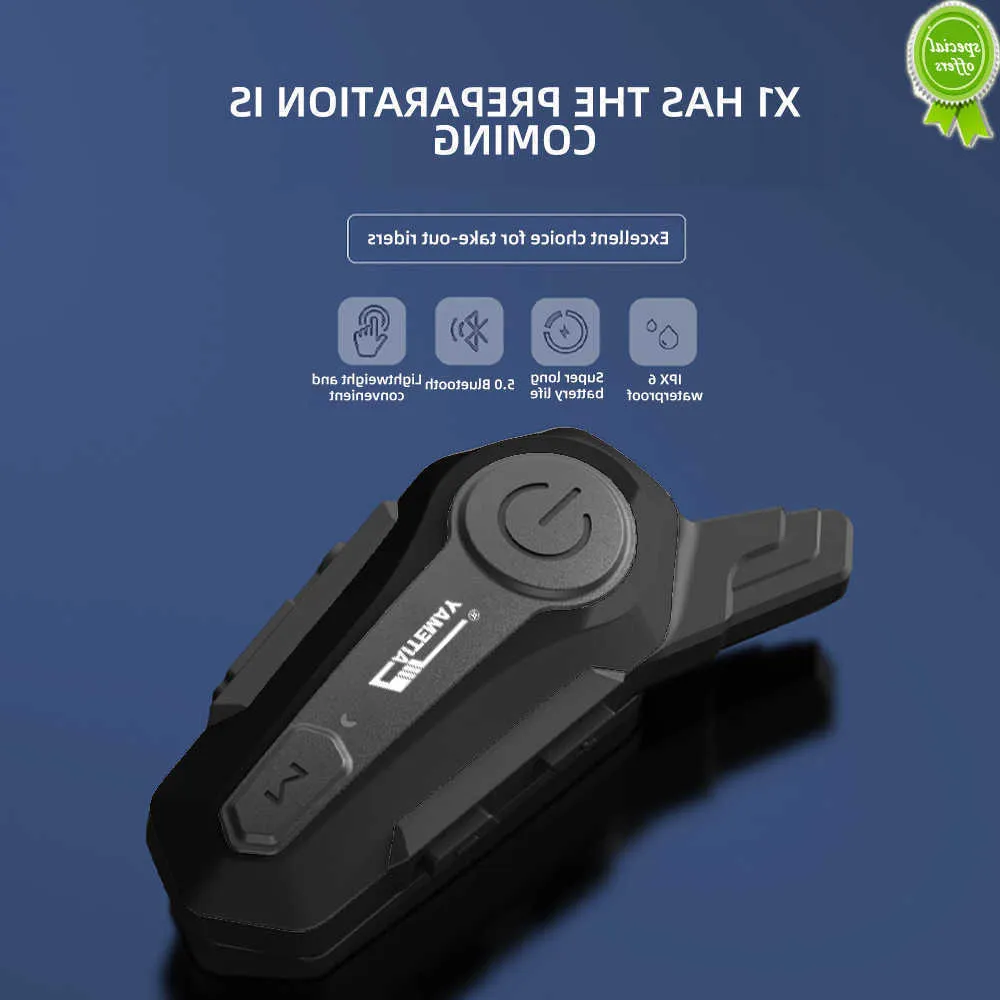 Bluetooth 5.0 Motorcycle Intercom Headset with 1000m Range, Wireless ...