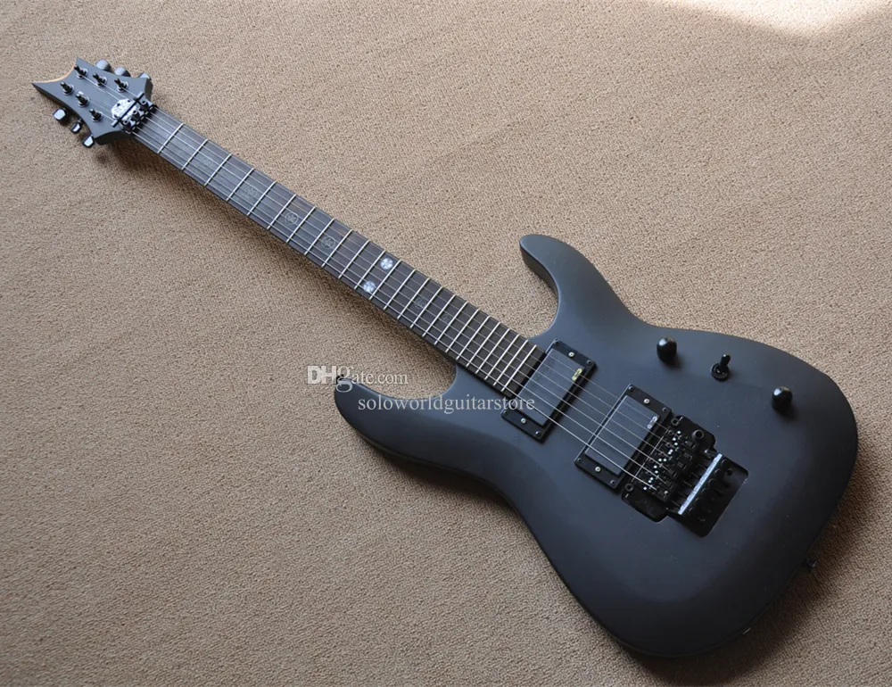 Matte Black Electric Guitar With Tremolo Bridge Customizable Design For ...