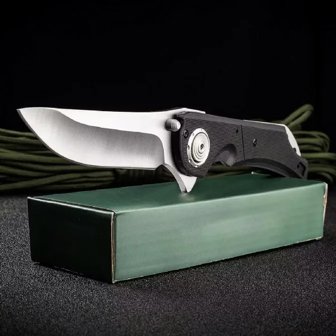 D2 Satin Drop Point Flipper Couteau: G10 / Handle En Acier, Fast Open ...