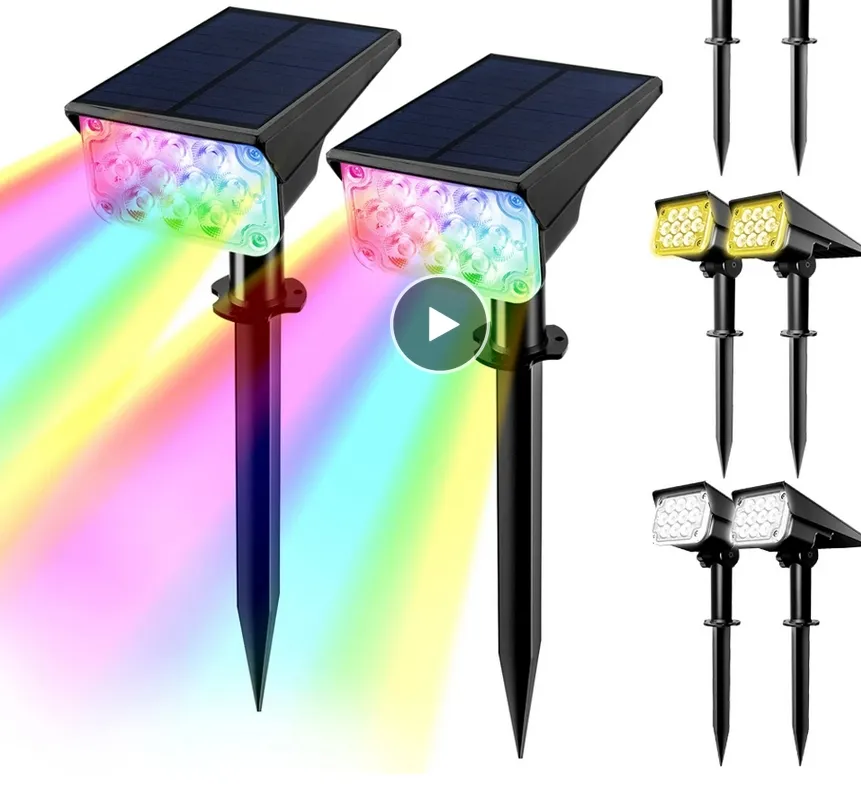 4-Pack Adjustable Solar Spotlights - Super Bright Outdoor Garden Lights ...