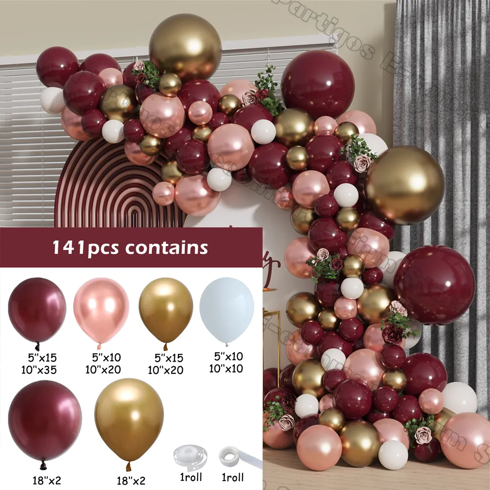 Burgundy And Gold Balloons