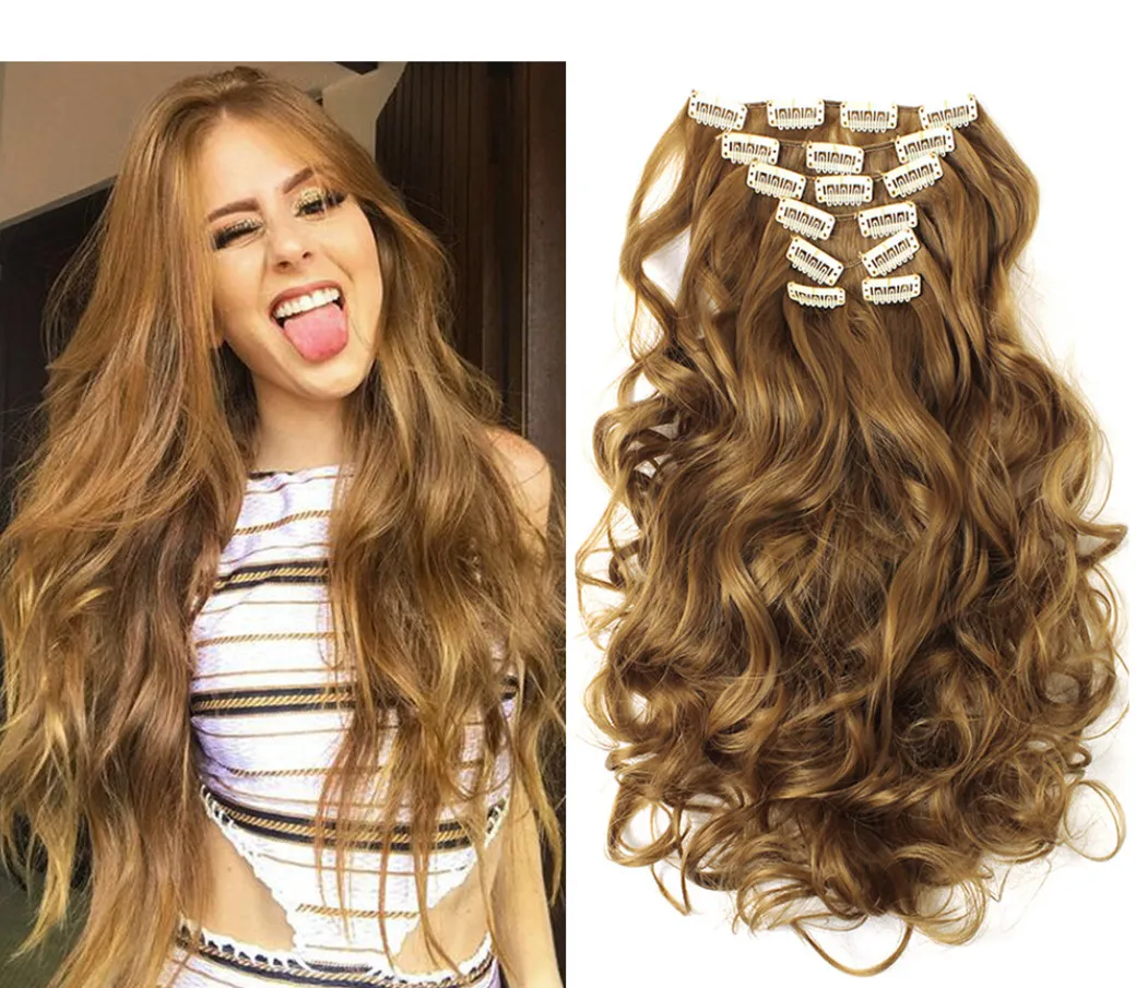 Customizable 24 Matte Silk Snap In Hair Extensions Long Curly Hair, 16 ...