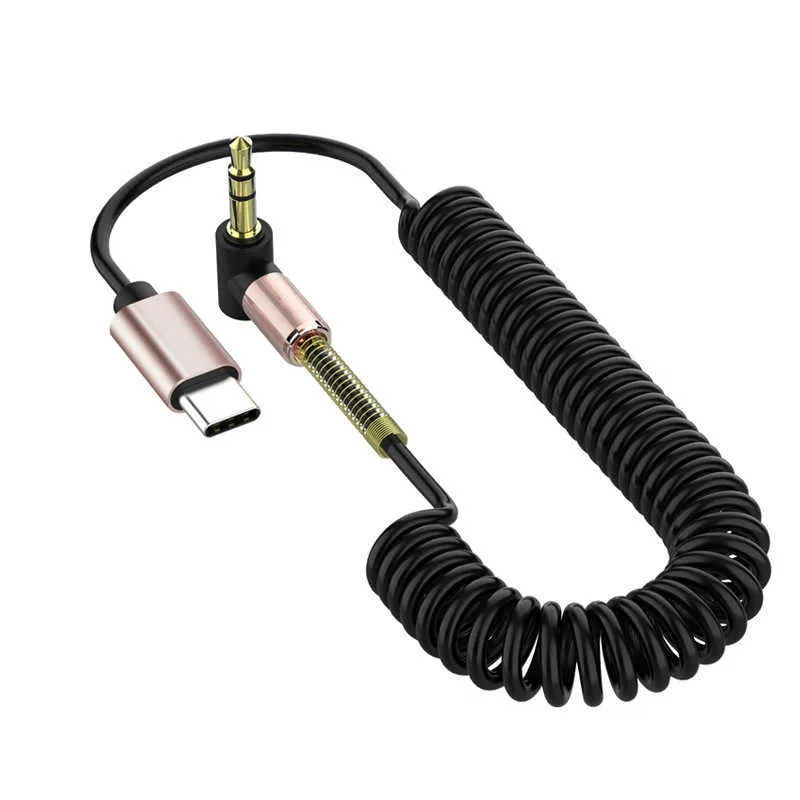 Telescopic Type-C to 3.5mm Aux Cord Adapter - Elbow Spring Design ...