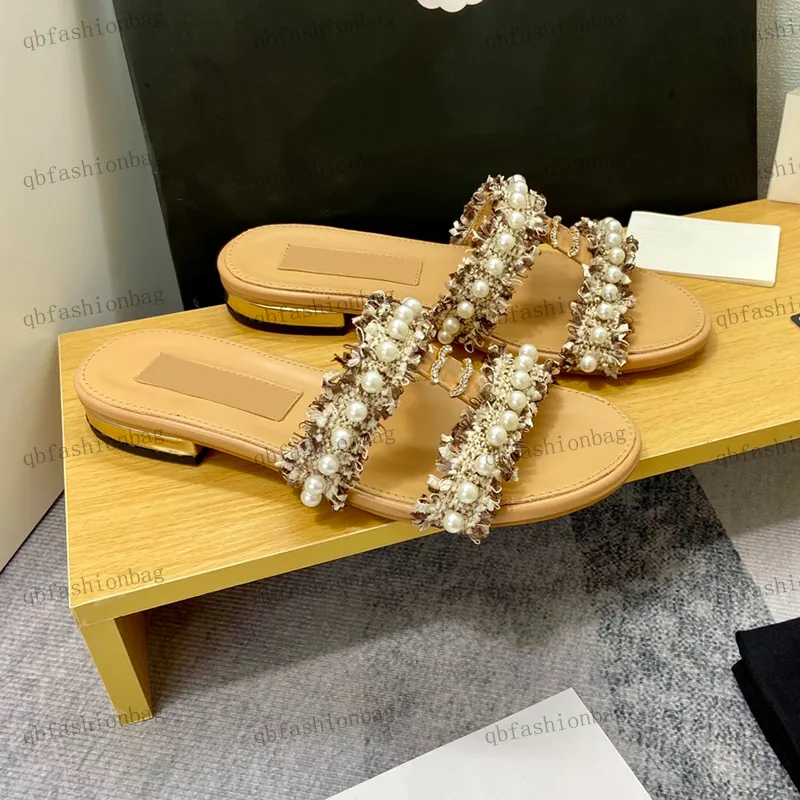 DHgate.com:Womens Pearl Woven Slippers, Flat Sandals, Princess Shoes ...