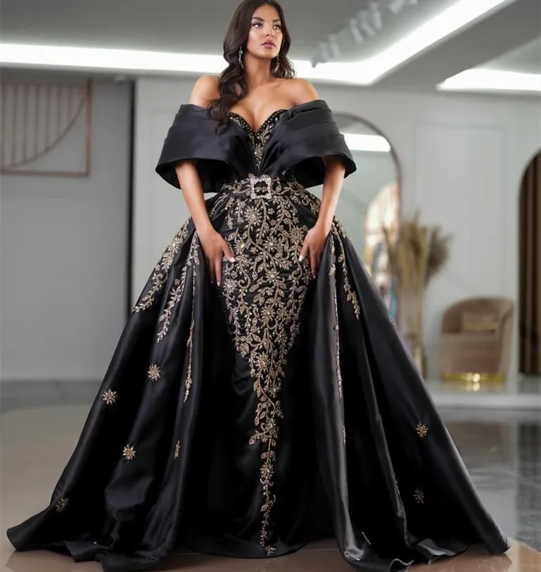 Robe Élégante Noire Sirène: 2023 Robe De Bal En Satin En Dentelle Pour ...
