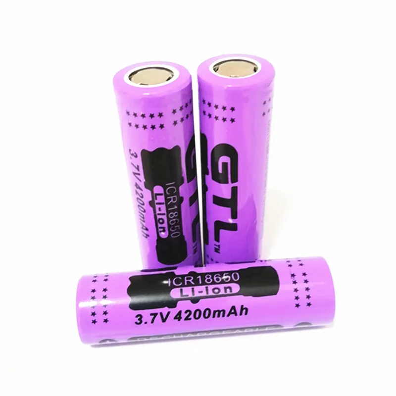 GTL 18650 Lithium Batteries 4200mAh 3.7V Flat Rechargeable Cells High ...