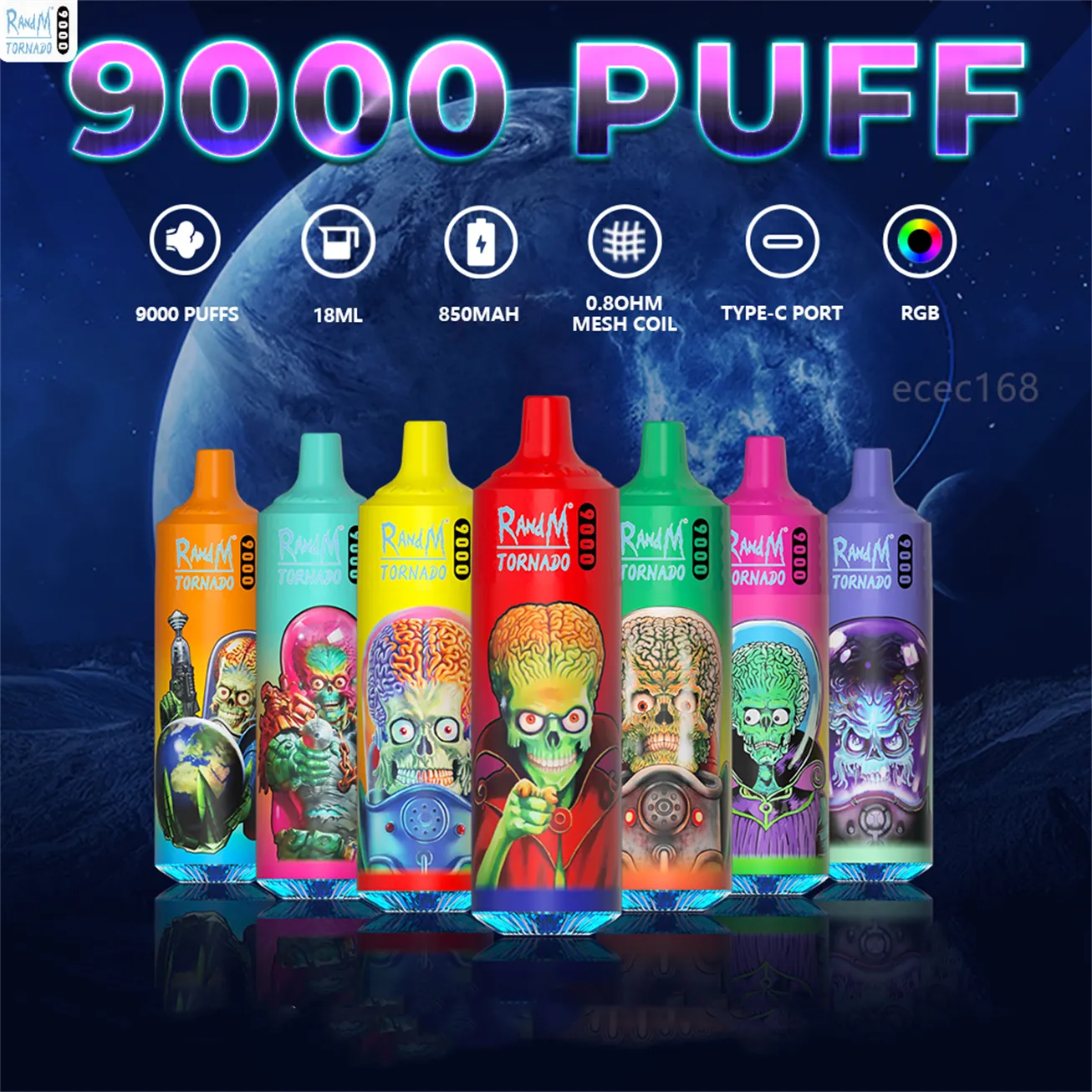 Puf Orijinal Randm Kasırga 9000 Puflar Tek Kullanımlık E Sigara 0.8ohm ...