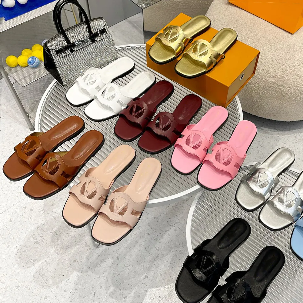 Isola Womens Metallic Lamb Leather Flat Mules Cut Out Slides Sandals ...