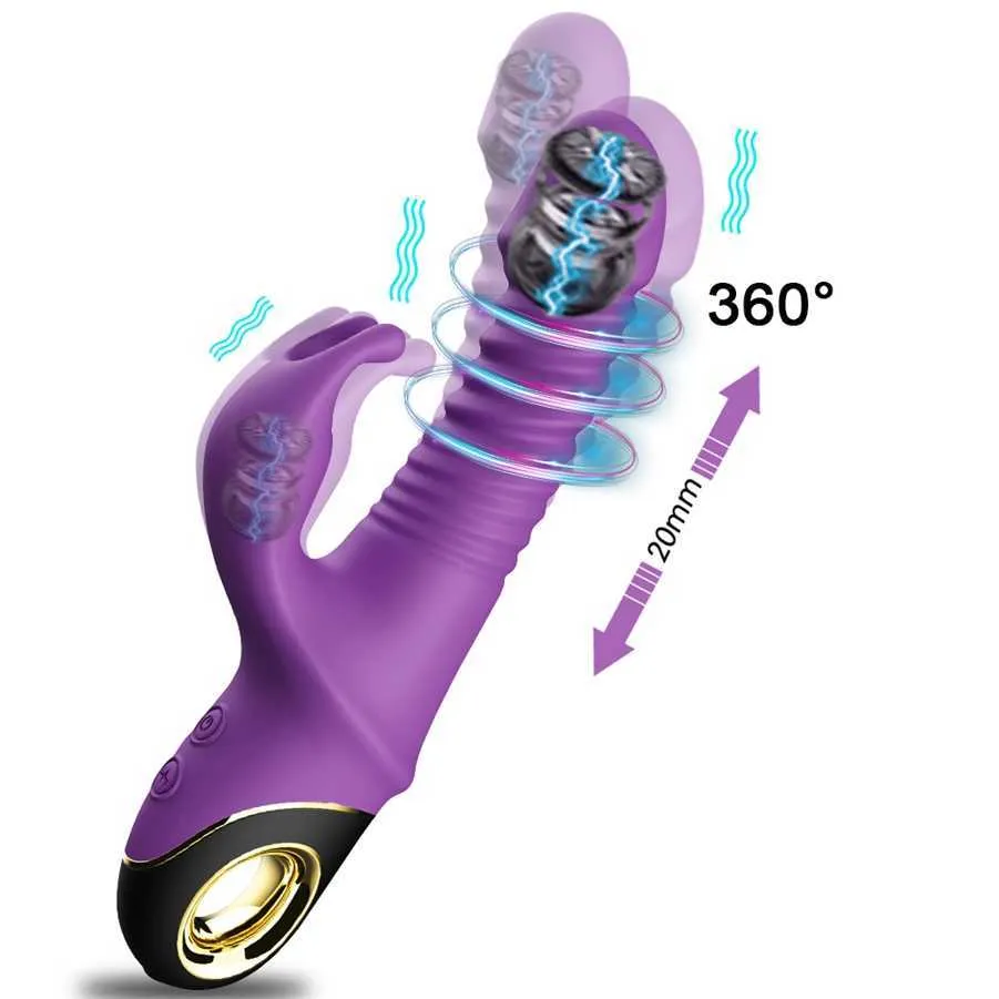 New Rabbit Vibrator 360 Automatic Telescopic Rotation G Spot Clitoris