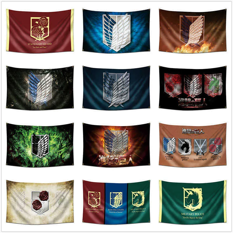 Anime Attack On Titan World Cup Banners 3x5ft Survey Corps Cosplay ...