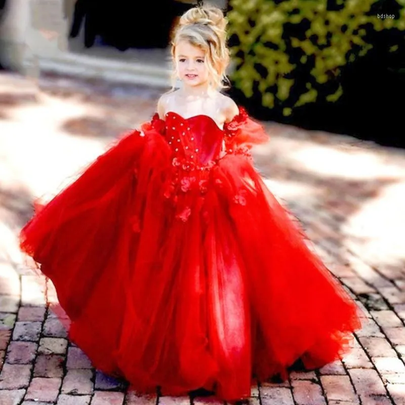 Exquisite Red Princess Flower Girl Dress - Birthday Party Gown, Pageant ...